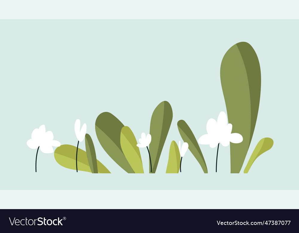 Cute white flowers with grass concept Royalty Free Vector