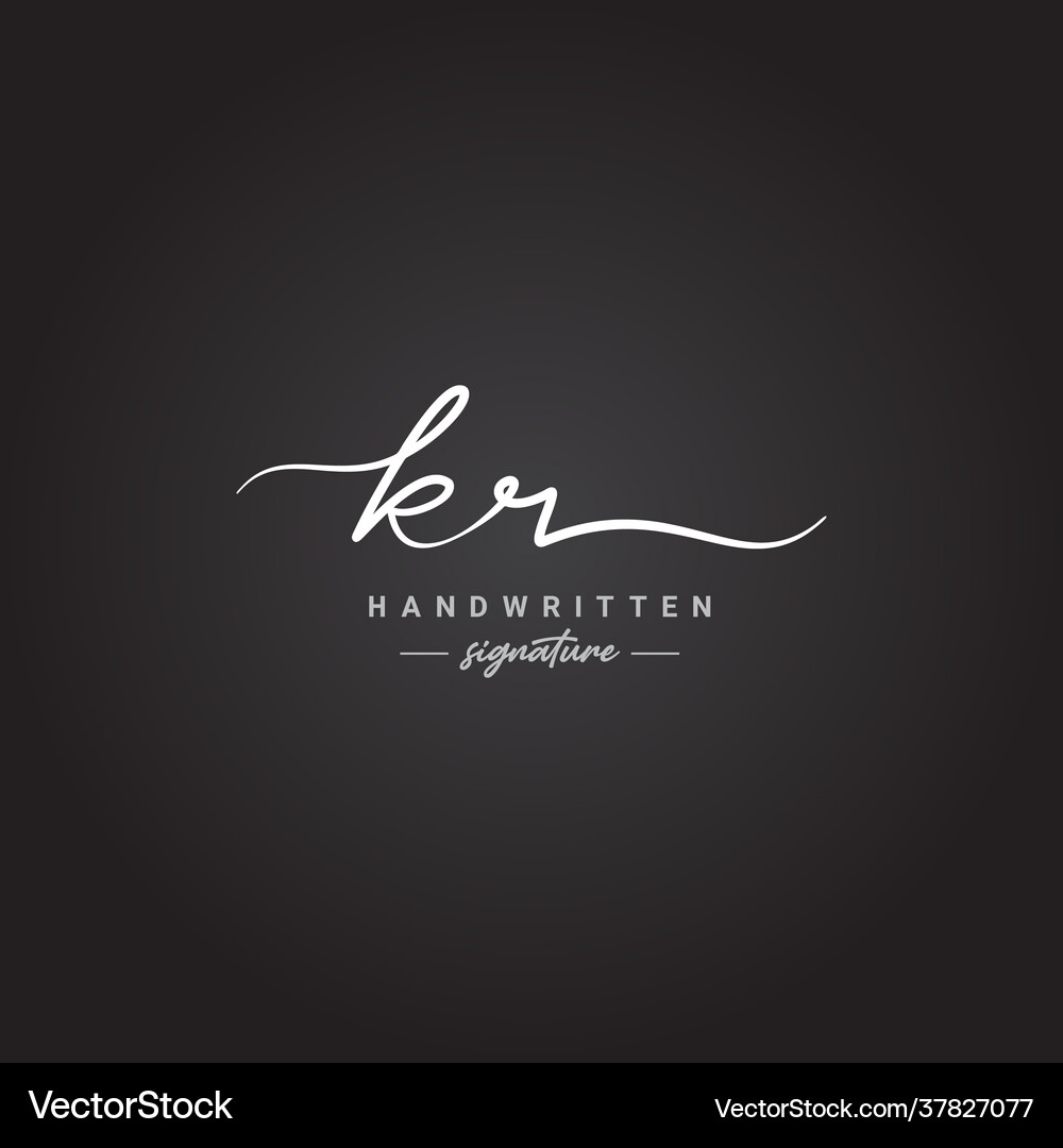 Initial letter kr logo - handwritten signature Vector Image