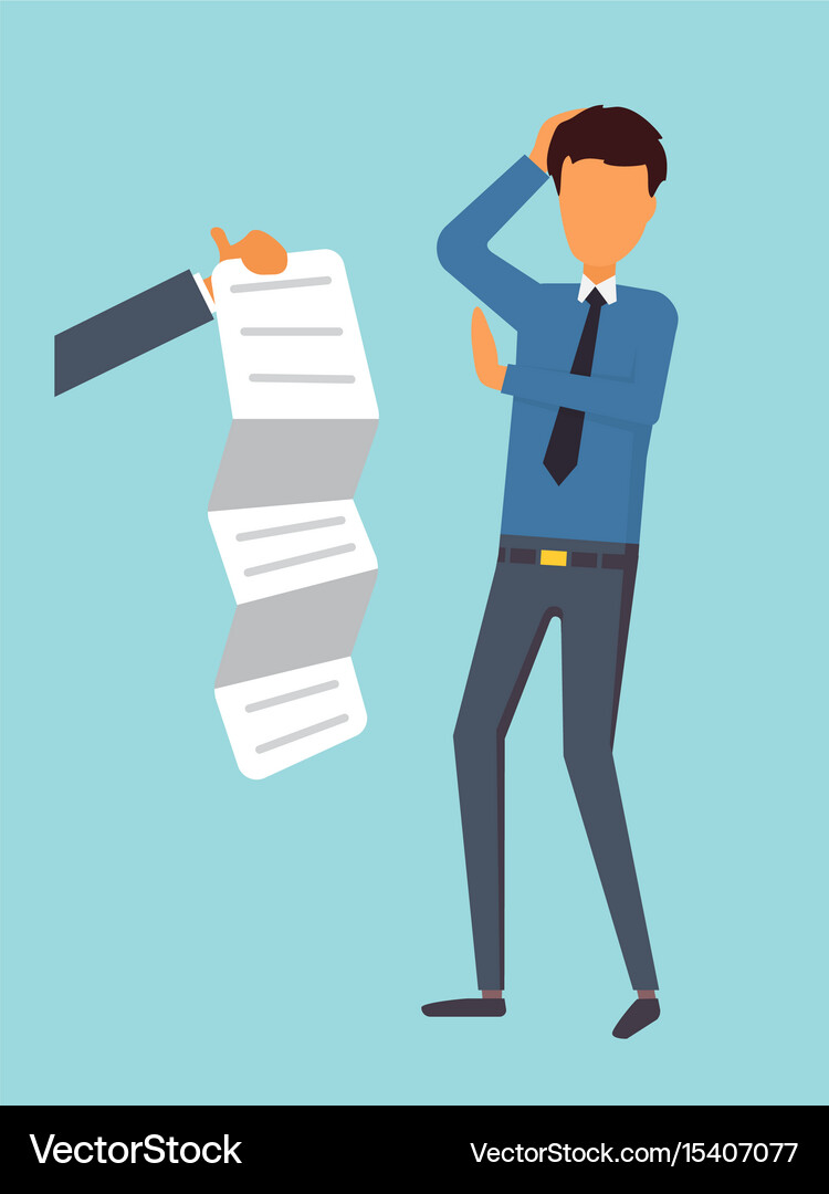 Man refuse to sign credit contract Royalty Free Vector Image