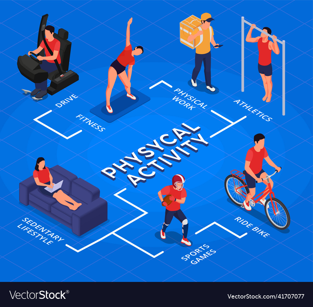 Physical activity isometric flowchart Royalty Free Vector
