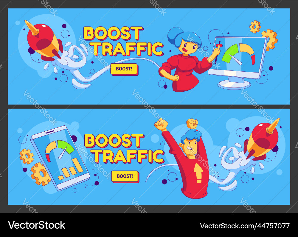 Set of boost traffic banner templates Royalty Free Vector