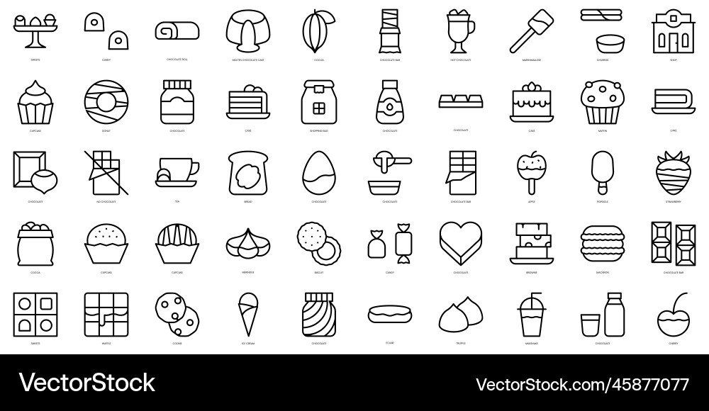 Set of thin line chocolate icons Royalty Free Vector Image