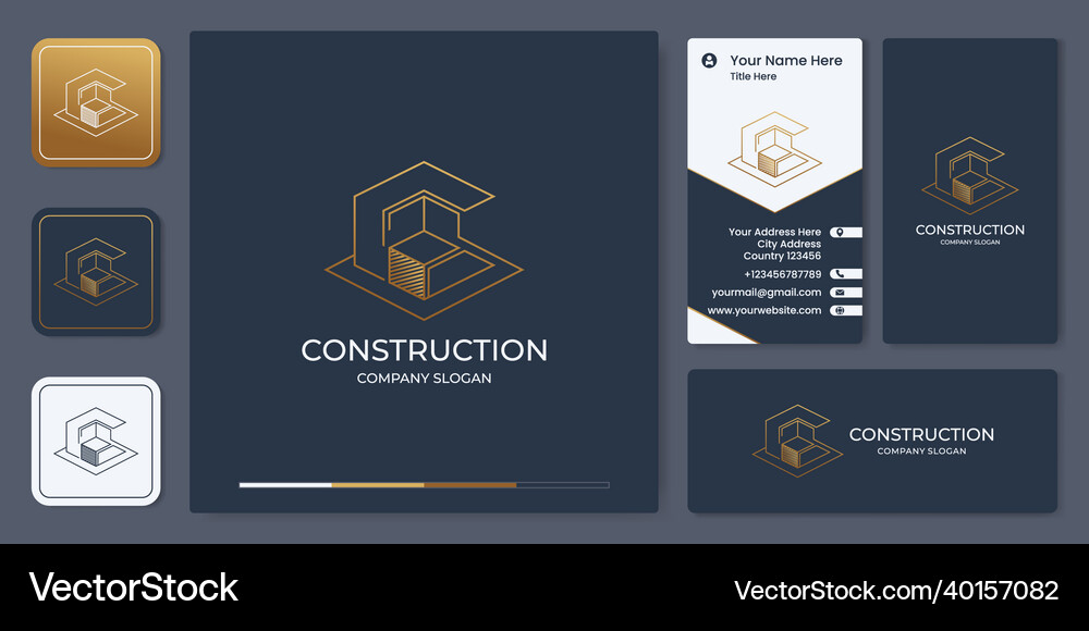 Abstract letter c construction logo with line art Vector Image