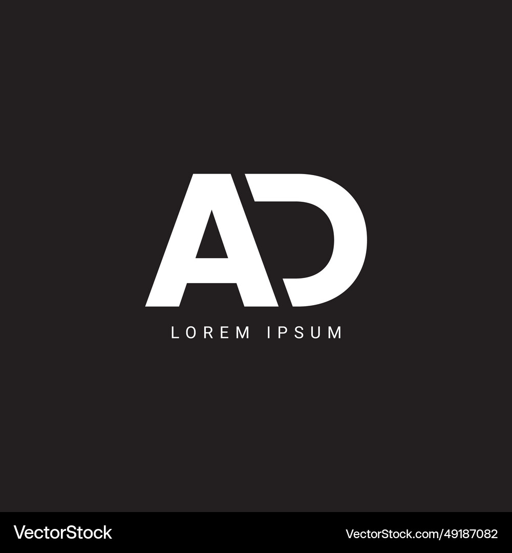 Ad letter logo design with creative modern trendy Vector Image