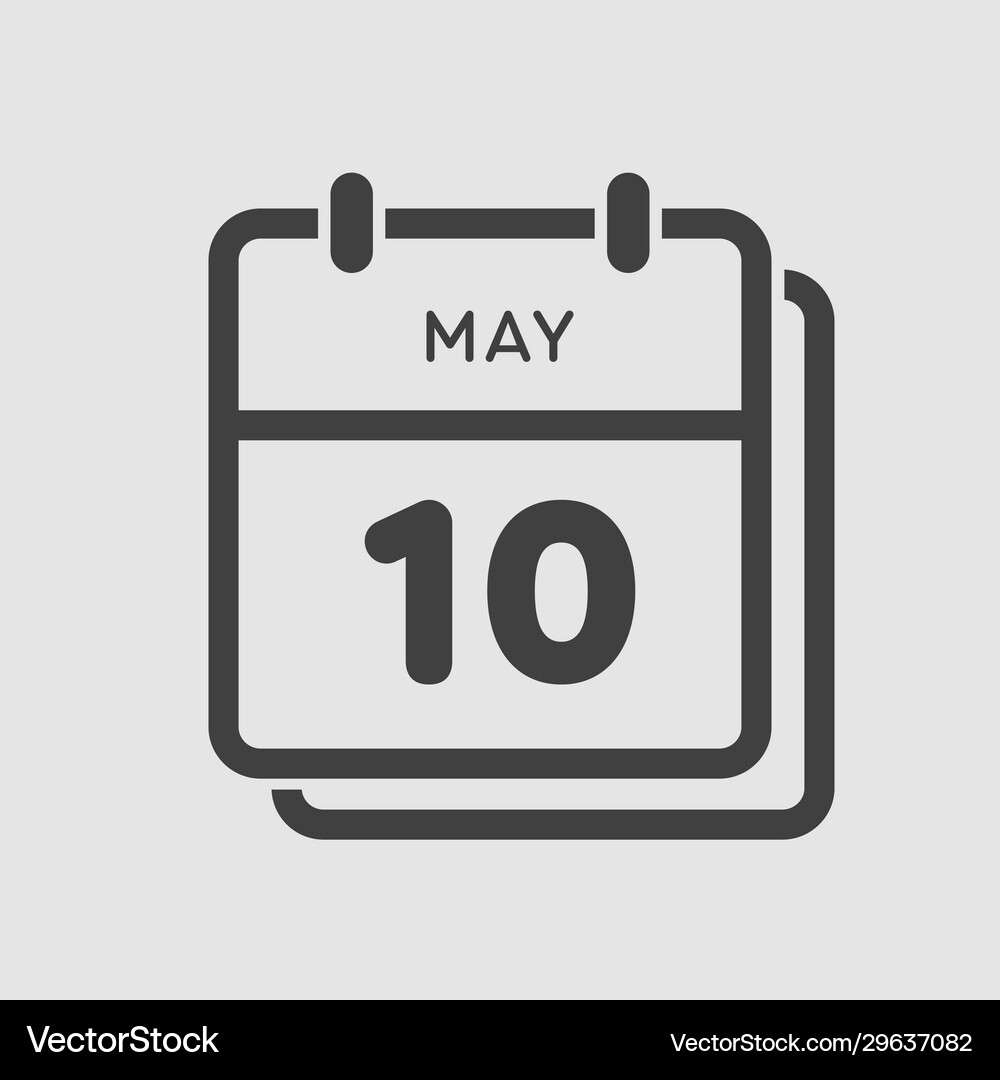 Calendar day 10 may days year Royalty Free Vector Image