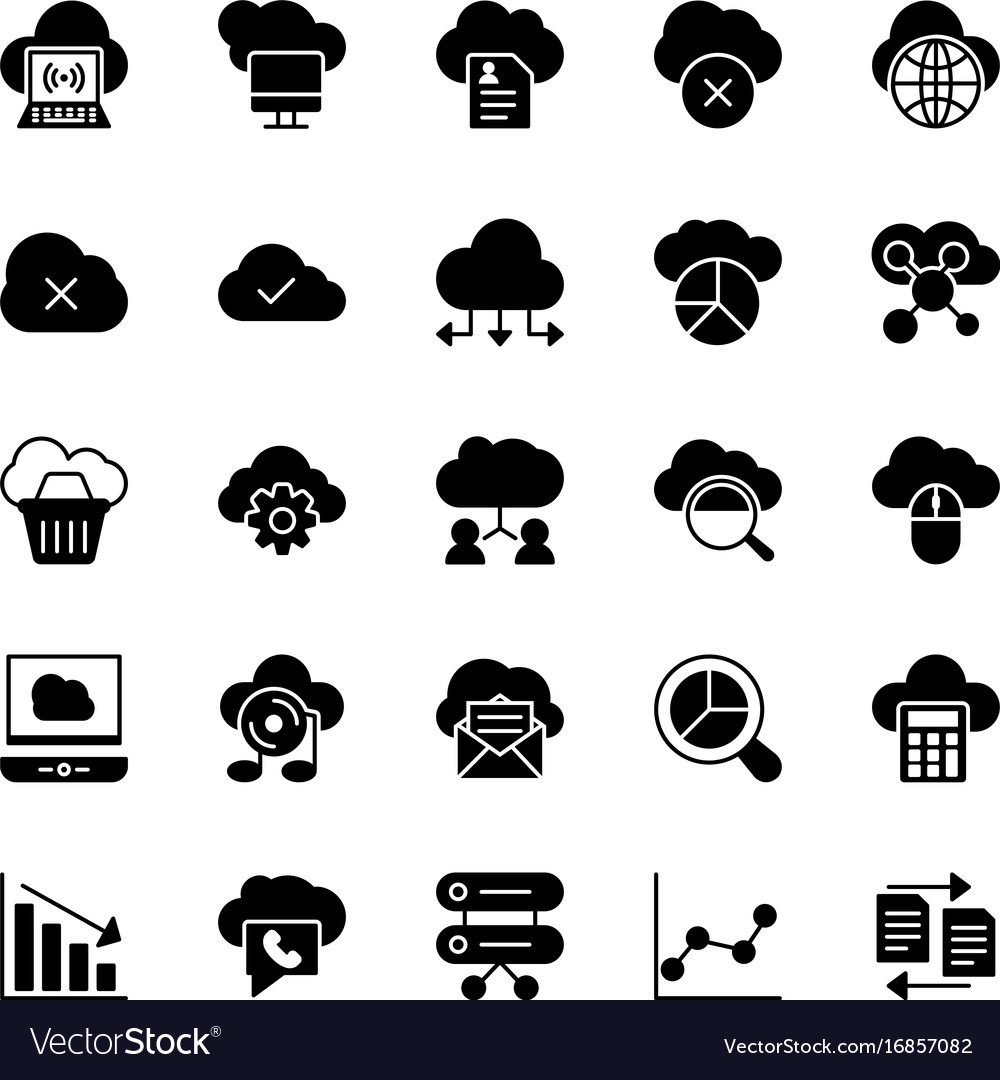 Cloud computing solid icons 1 Royalty Free Vector Image