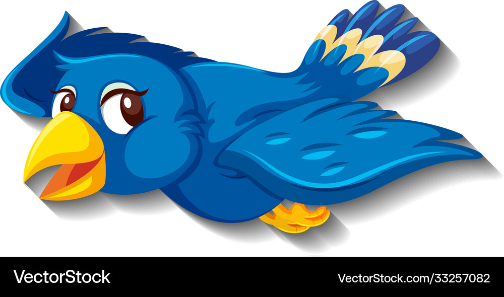 Cute blue bird cartoon character Royalty Free Vector Image