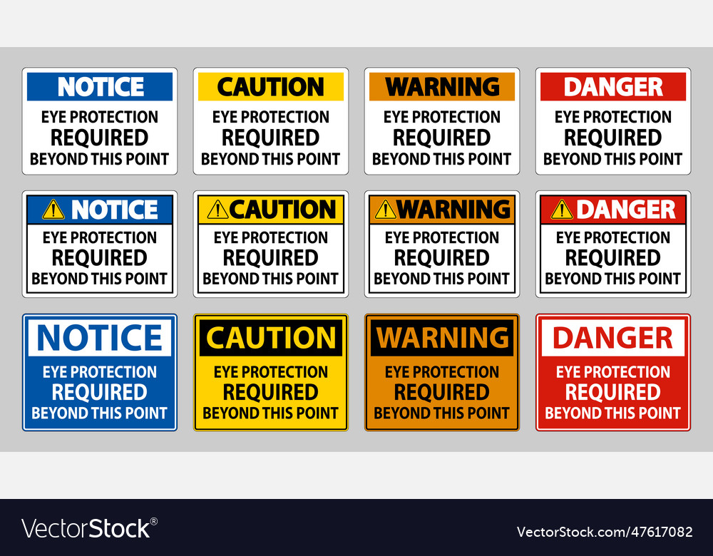 Eye Protection Required Beyond This Point Vector Image