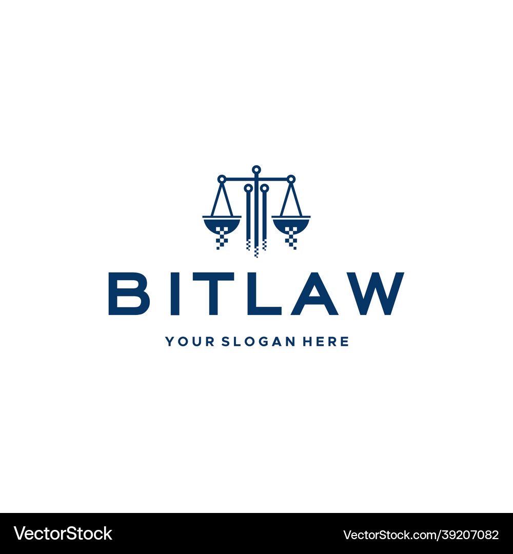 Flat bitlaw technology lawyer judge logo design Vector Image