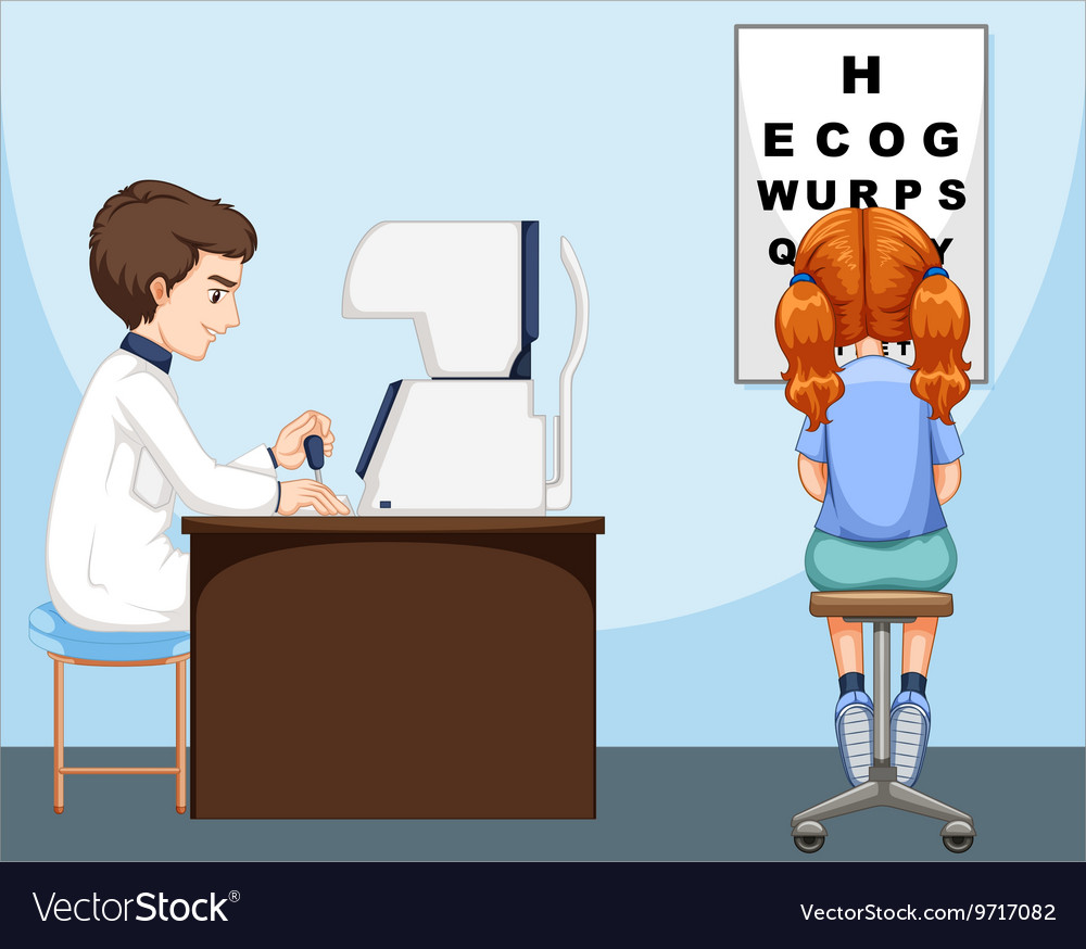 Girl Having Her Eyes Checked Royalty Free Vector Image girl-having-her-eyes-checked-royalty-free-vector-image