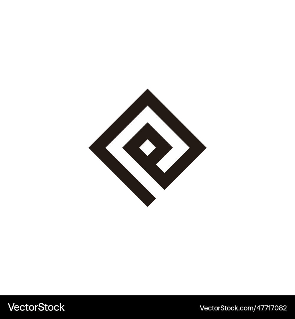 Letter p square spiral geometric symbol simple Vector Image