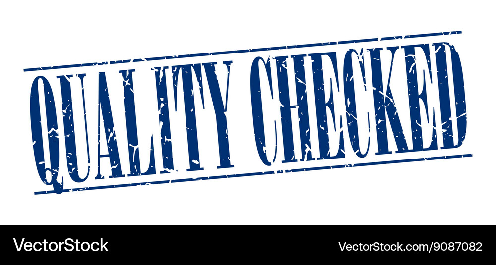 Quality checked blue grunge vintage stamp isolated