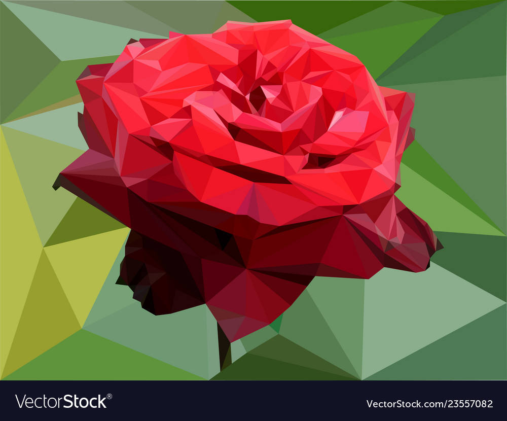 Red rose from triangles Royalty Free Vector Image