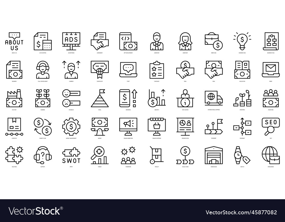 Set of thin line business services icons Vector Image