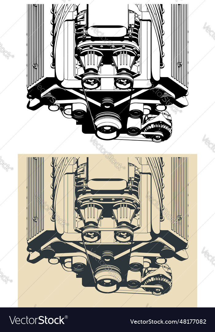 V engine close-up Royalty Free Vector Image - VectorStock