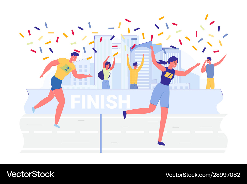 Victory celebration in city marathon Royalty Free Vector