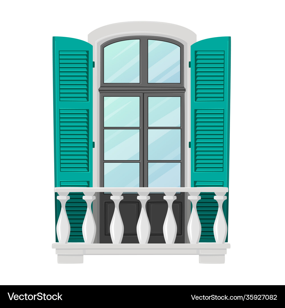 Window and balcony exterior with marble baluster Vector Image