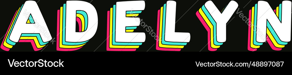 Adelyn - retro rainbow typography faded style Vector Image