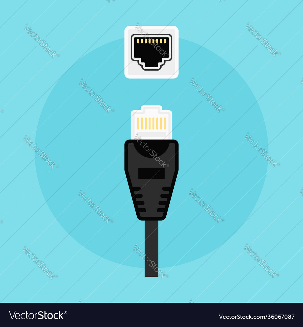 Ethernet connector and network socket Royalty Free Vector