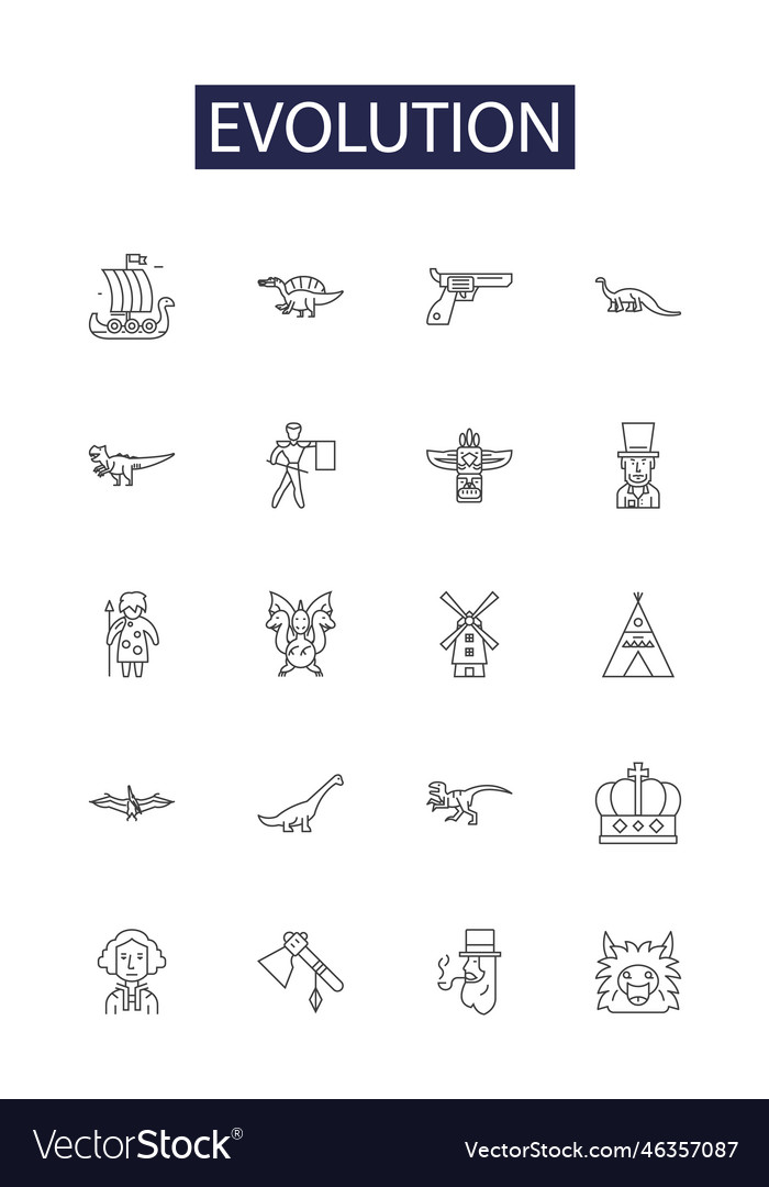 Evolution line icons and signs progression Vector Image