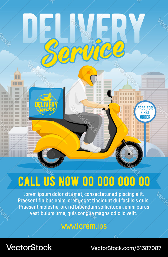 Food or parcel delivery scooter Royalty Free Vector Image