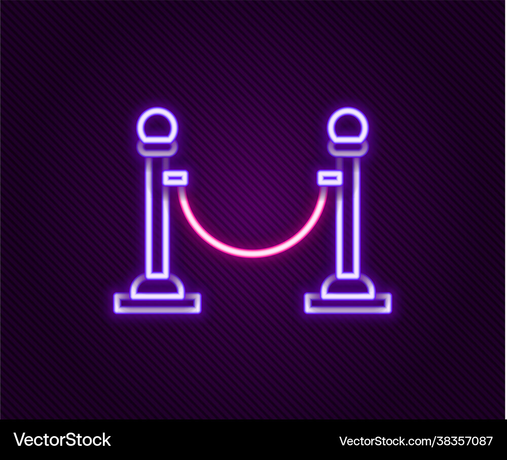 Glowing neon line rope barrier icon isolated Vector Image