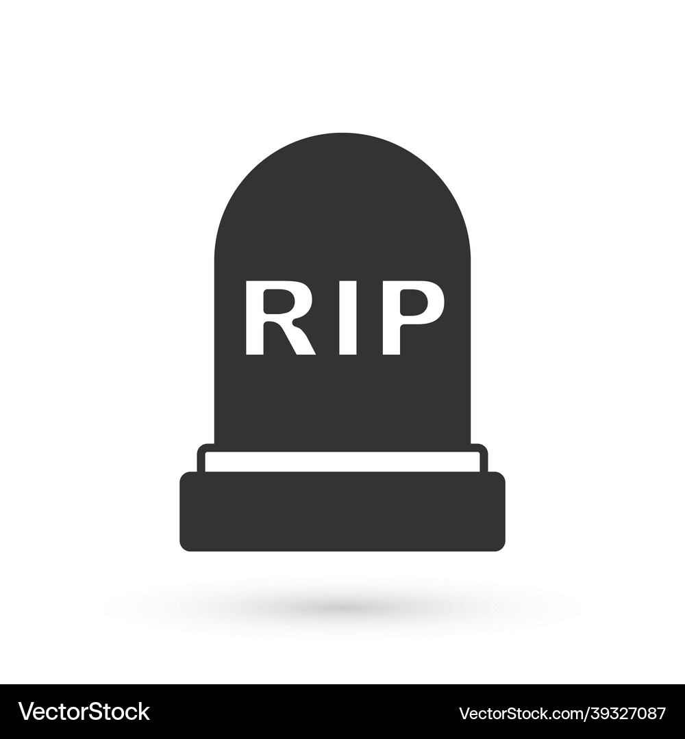 Grey tombstone with rip written on it icon Vector Image