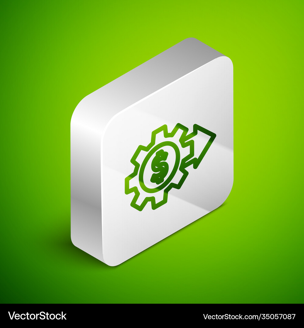Isometric line gear with dollar symbol icon Vector Image