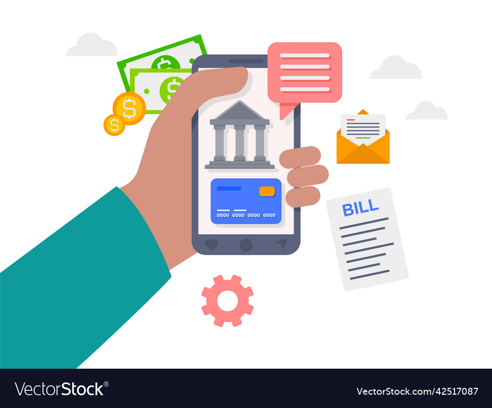 Online internet banking app on mobile phone Vector Image