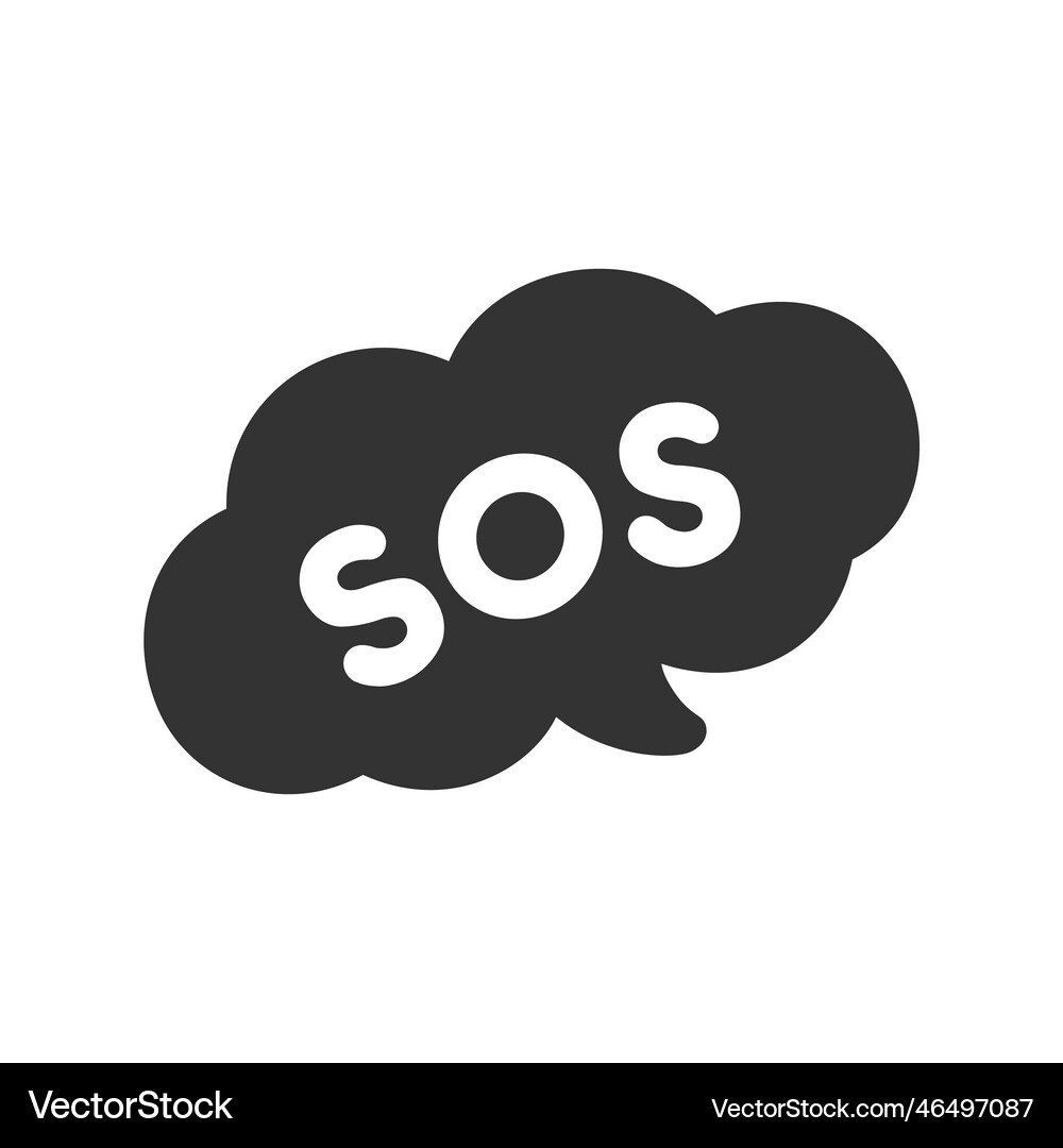 Sos emergency alert speech bubble icon cute black Vector Image