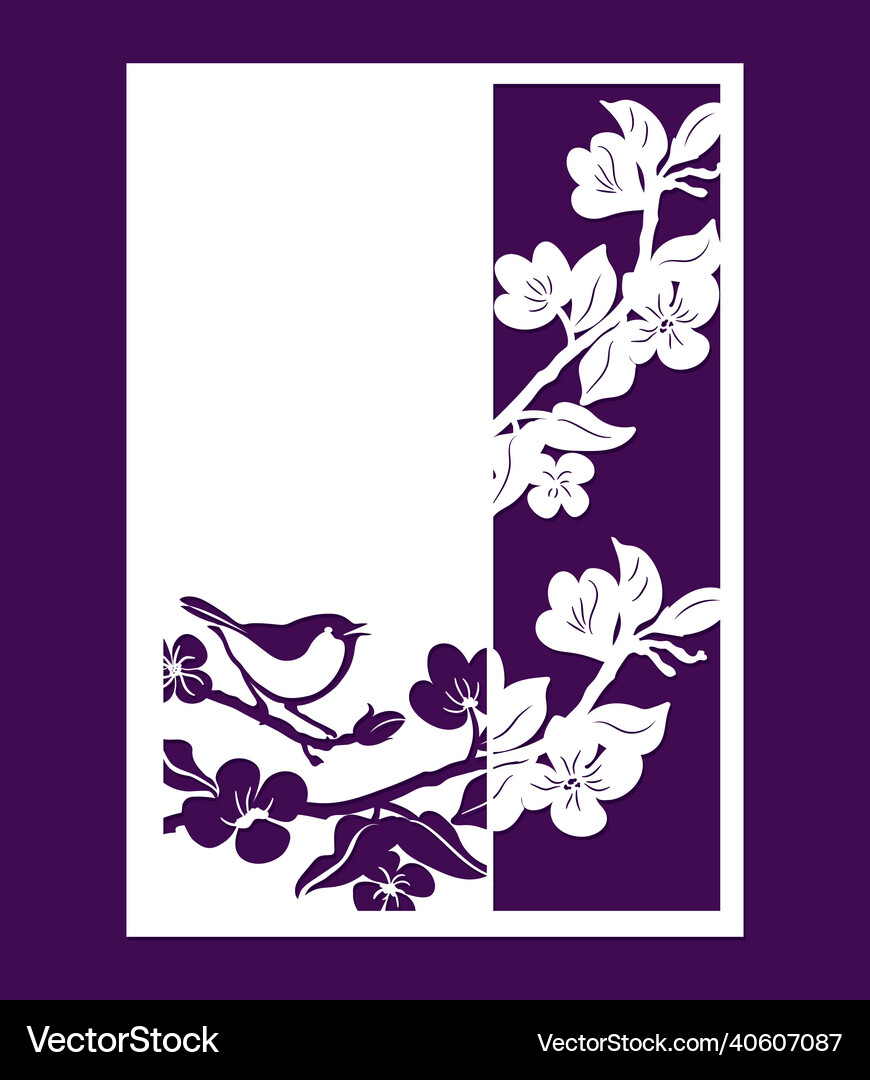 Spring frame with flowers and a bird can be used Vector Image