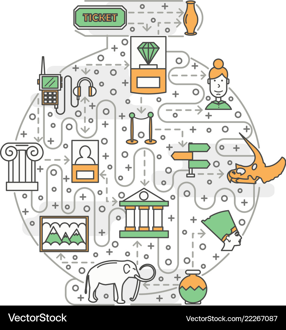 Thin line art museum poster banner template Vector Image