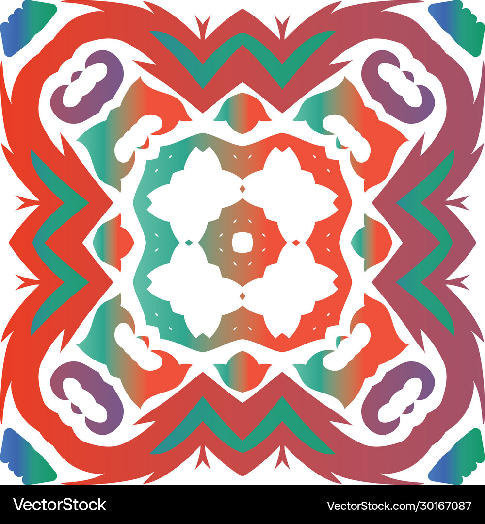 Traditional ornate motive in ceramic tile Vector Image