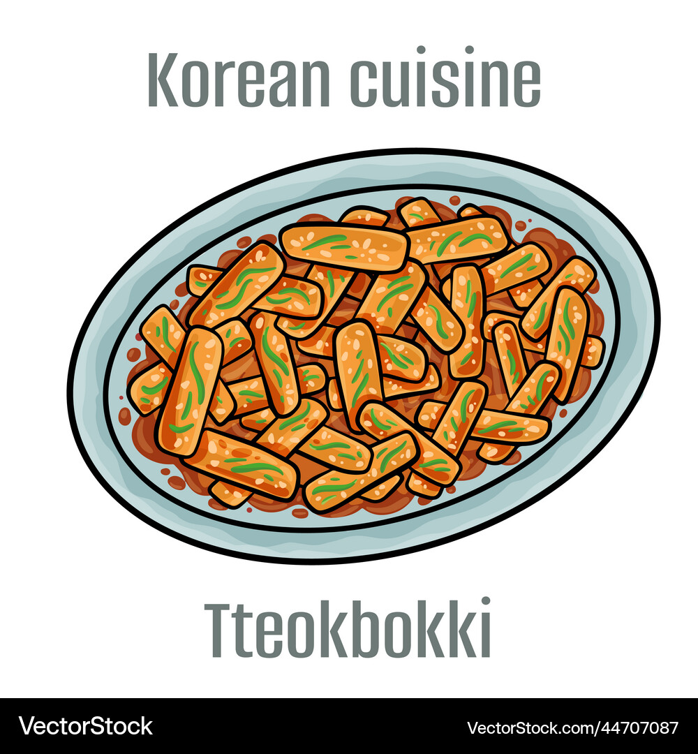 Tteokbokki it is usually made with rice cake Vector Image