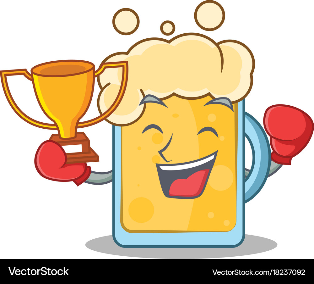 Boxing beer character cartoon style Royalty Free Vector