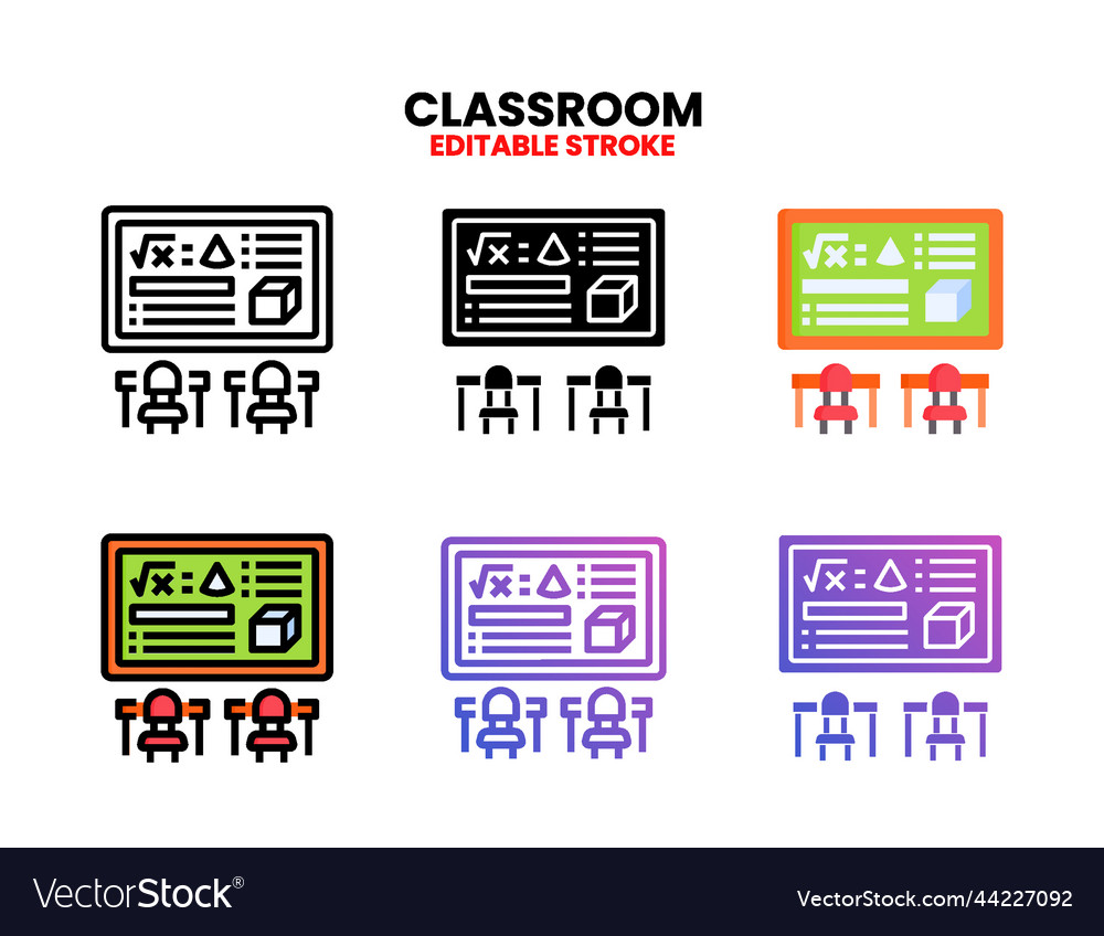 Classroom icon set with different styles Vector Image