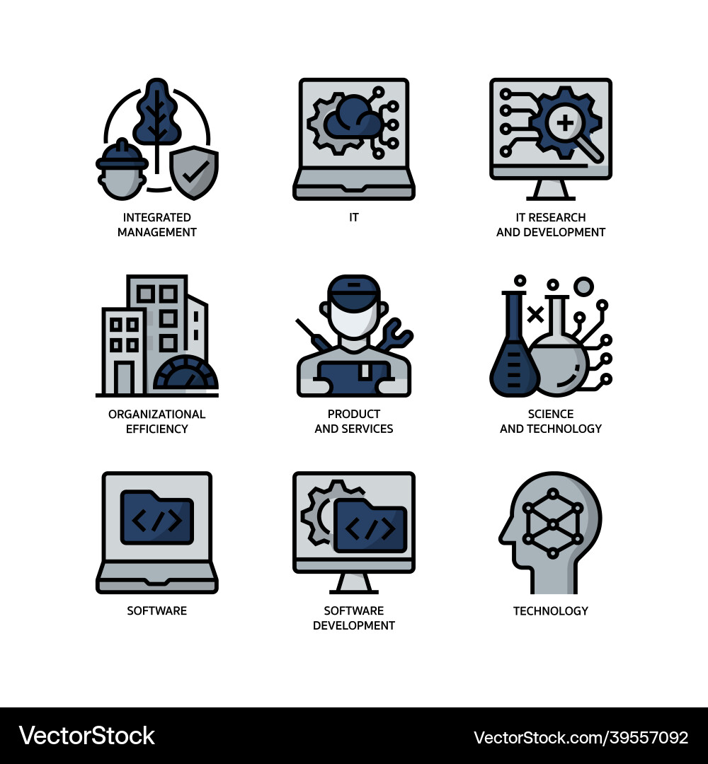Digital economy icons set Royalty Free Vector Image