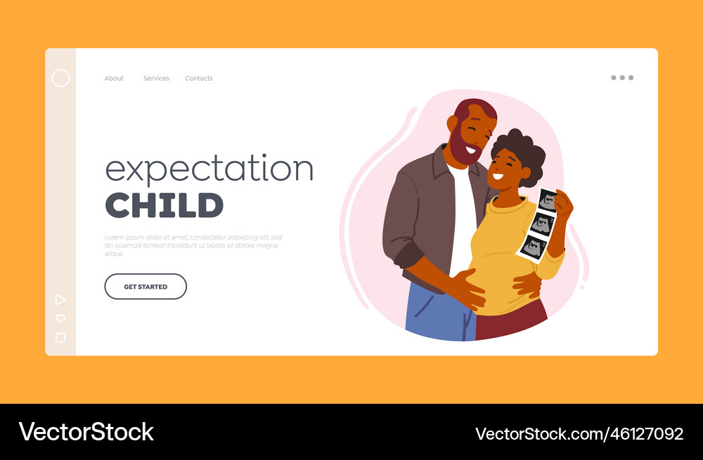 Expectation child landing page template happy Vector Image