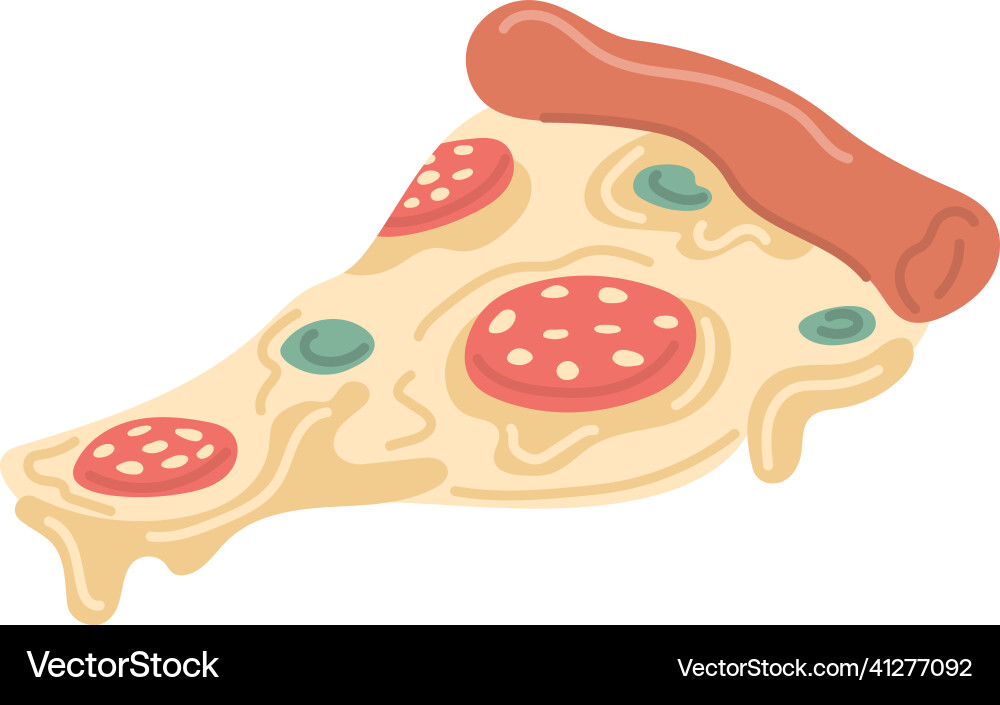 Fresh tasty pizza triangle piece with melting Vector Image