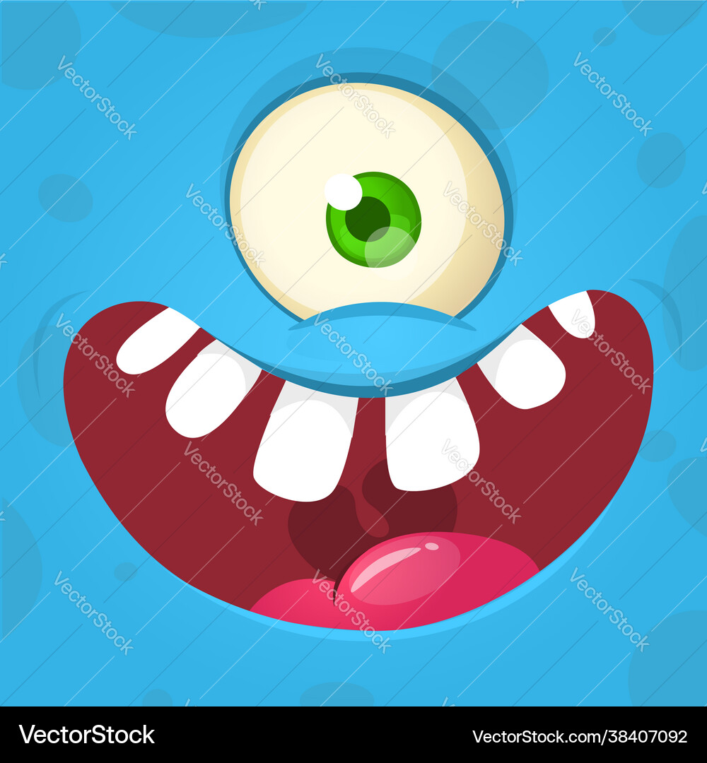 Funny cartoon monster cyclops face halloween Vector Image