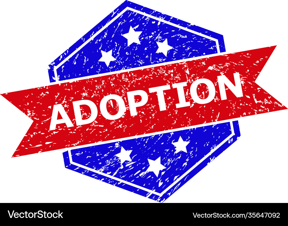 Hexagon bicolor adoption seal with scratched style