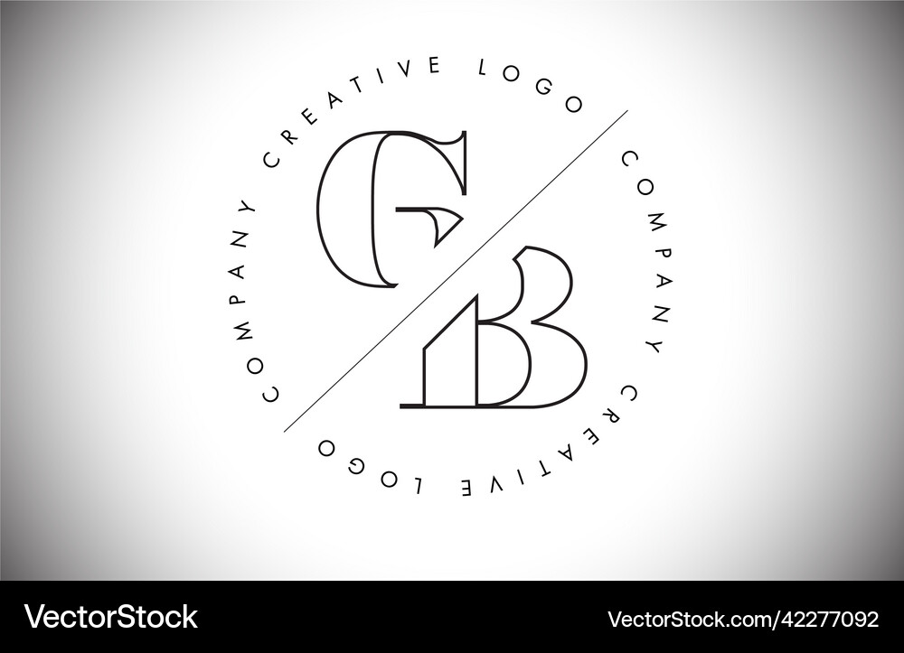 Outline gb g b letter logo with cut Royalty Free Vector
