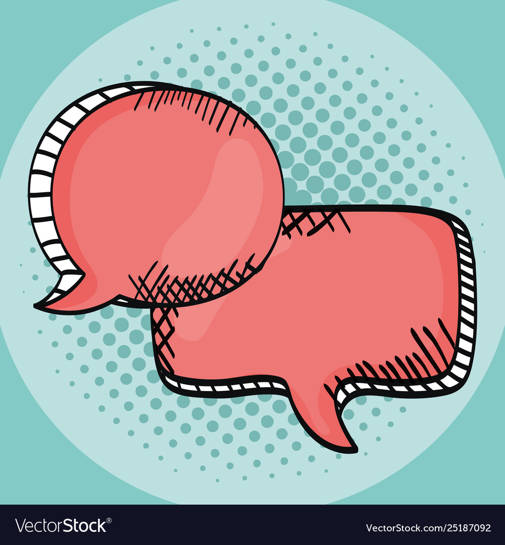 Two speech bubbles drawn Royalty Free Vector Image