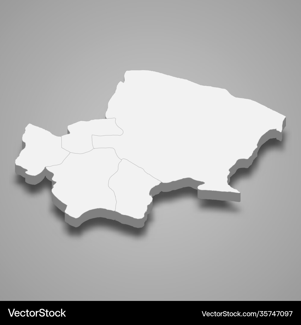 3d isometric map qom is a province iran Royalty Free Vector