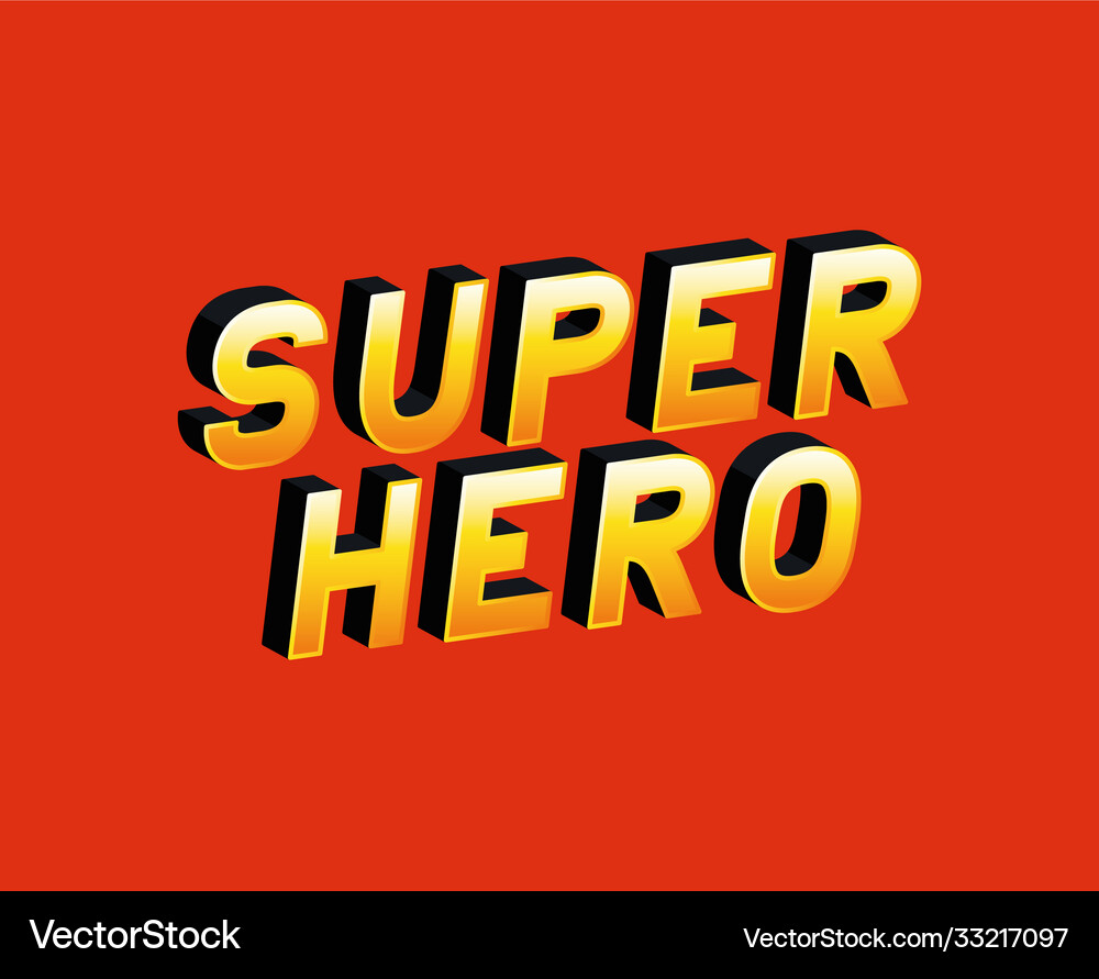 3d super hero lettering on red background Vector Image