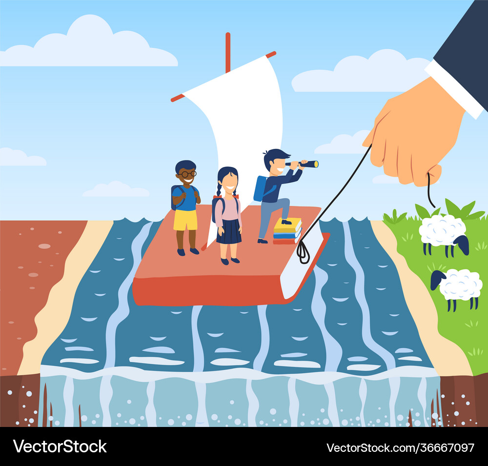 Abstract education concept with kids Royalty Free Vector