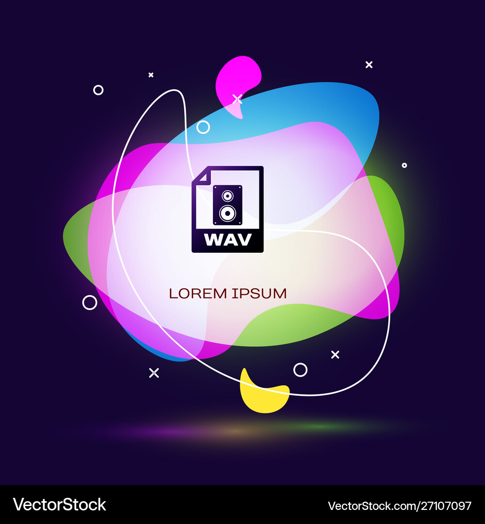 Black wav file document download wav button icon Vector Image