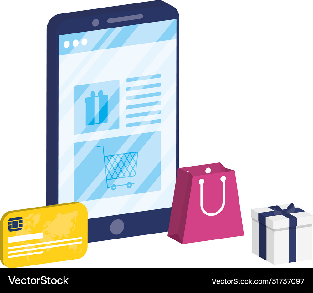 Business online ecommerce with smartphone Vector Image