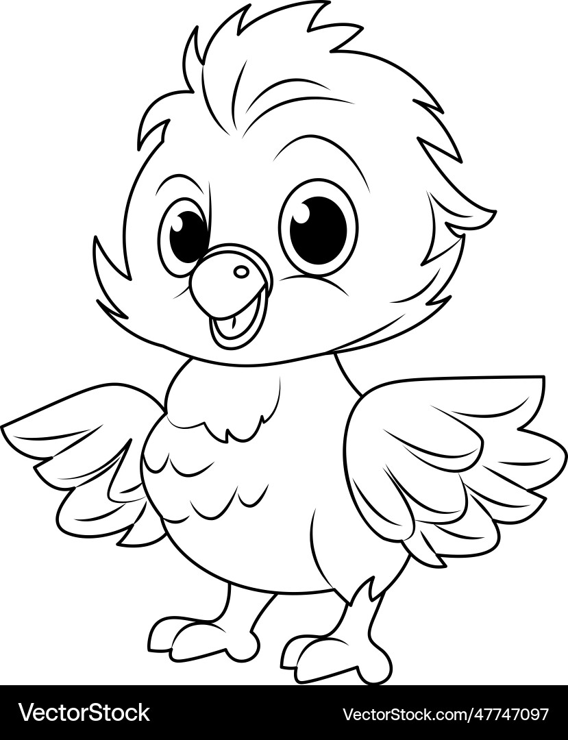 Chick doodle coloring page for children Royalty Free Vector