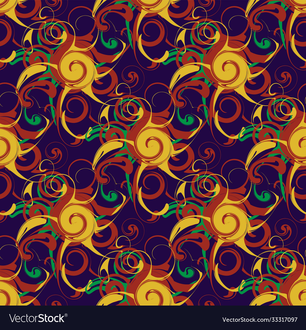 Color swirls seamless pattern on blue background Vector Image